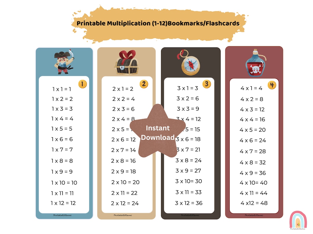 Printable Pirates Multiplication Flashcards (1-12), Multiplication ...