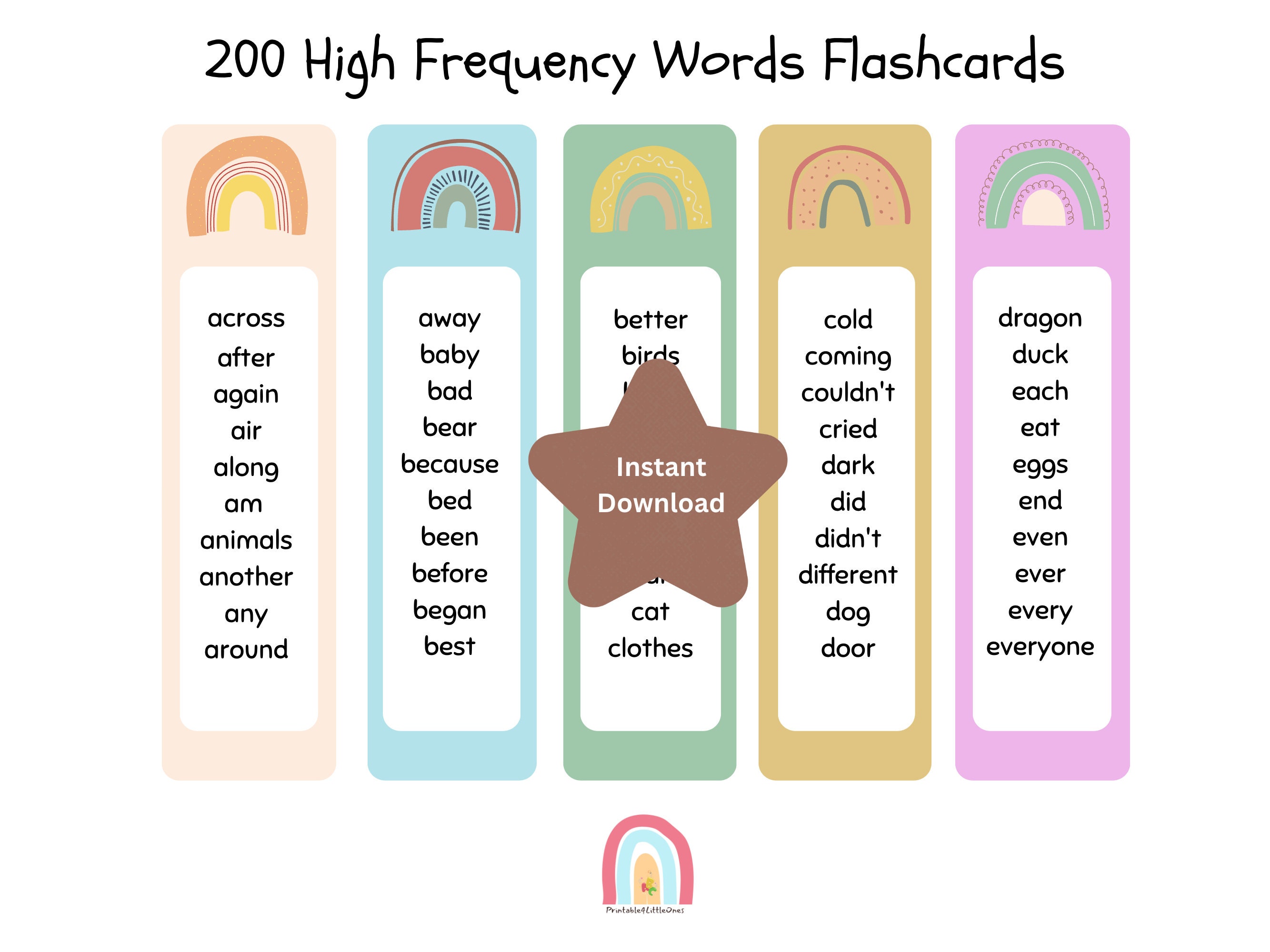 200 High Frequency Words, Sight Words Flashcards, Year 2 Common ...