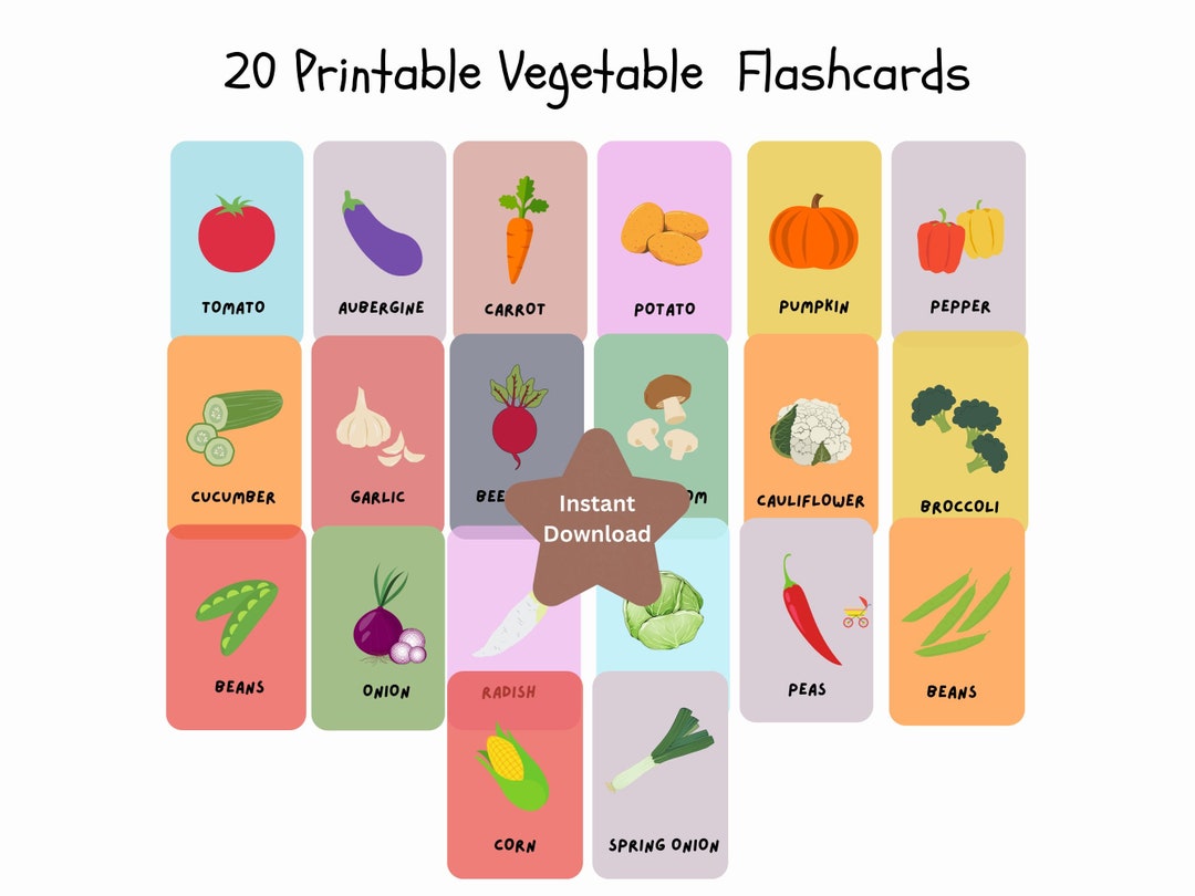20 Vegetable Flashcards , Learn Vegetables , Vegetables to Learn ...
