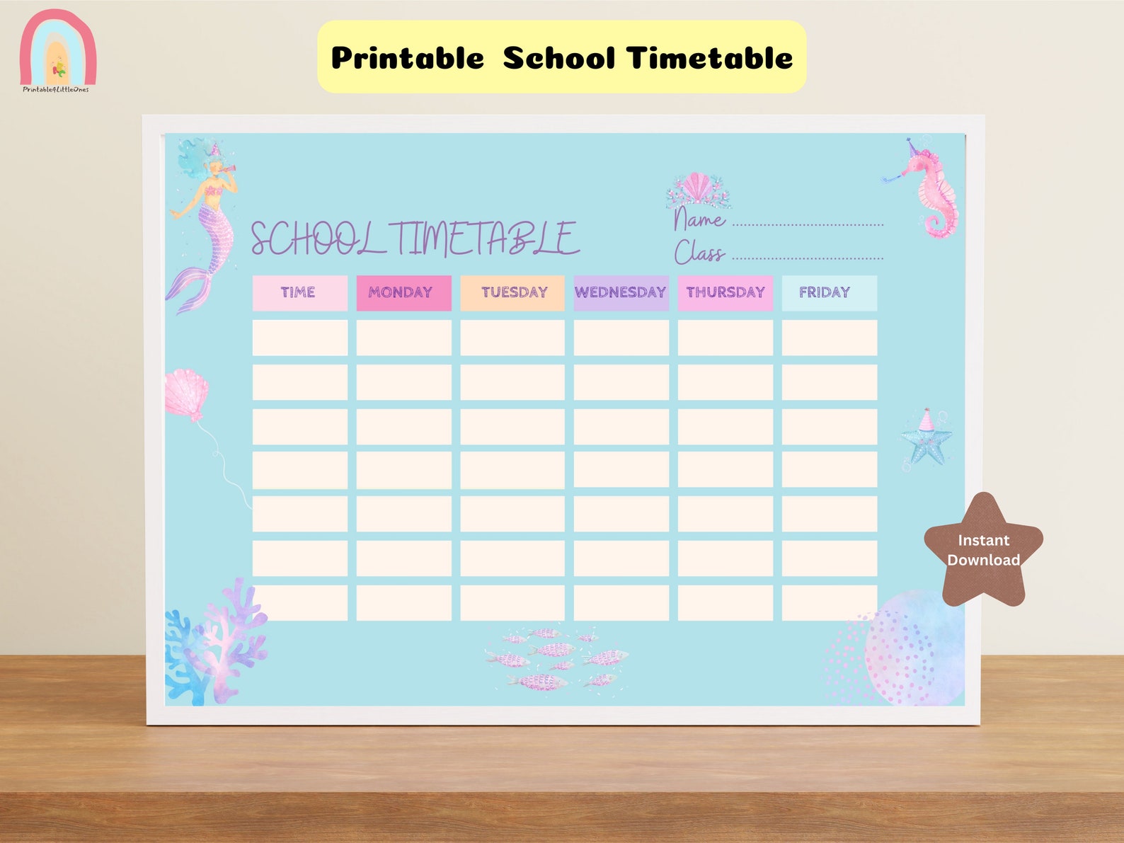 Printable School Timetable, Kids Daily Planner, Back to School ...