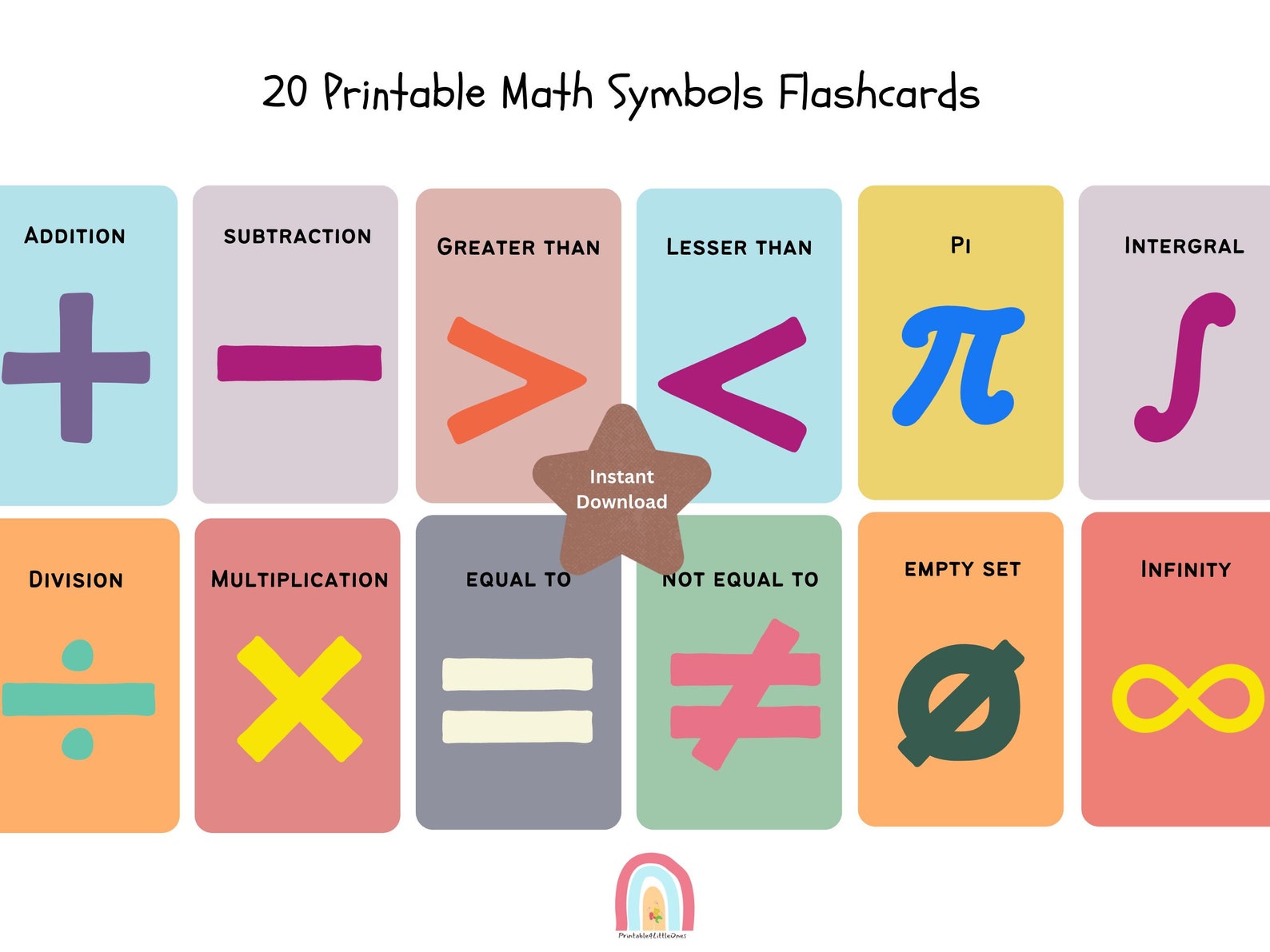 20 Math Symbols Flashcards, Math Classroom, Math Learning, Mathematical ...