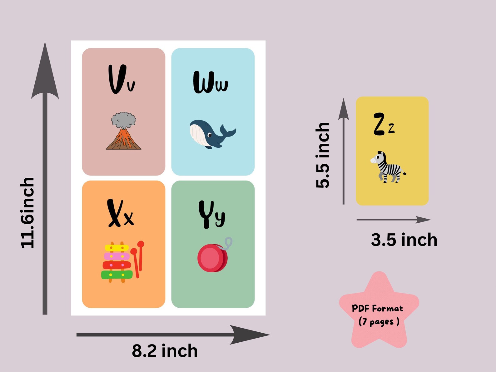 Alphabet Flashcards, ABC Flash Cards, Educational Cards, A-Z Cards ...