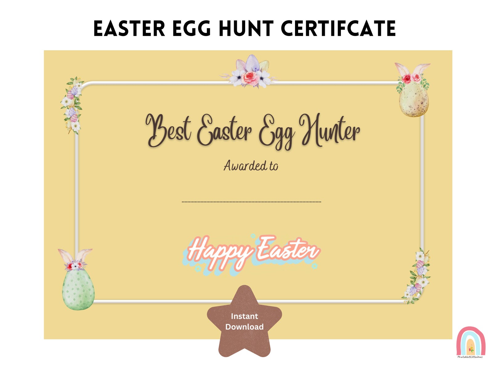 Easter Egg Hunt Certificate ,easter Egg Hunt Champion ,printable Easter ...