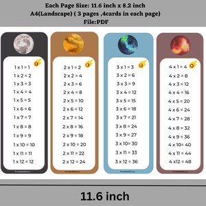 Printable Solar System Multiplication Flashcards (1-12), Multiplication ...