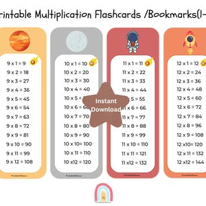 Printable Solar System Multiplication Flashcards (1-12), Multiplication ...
