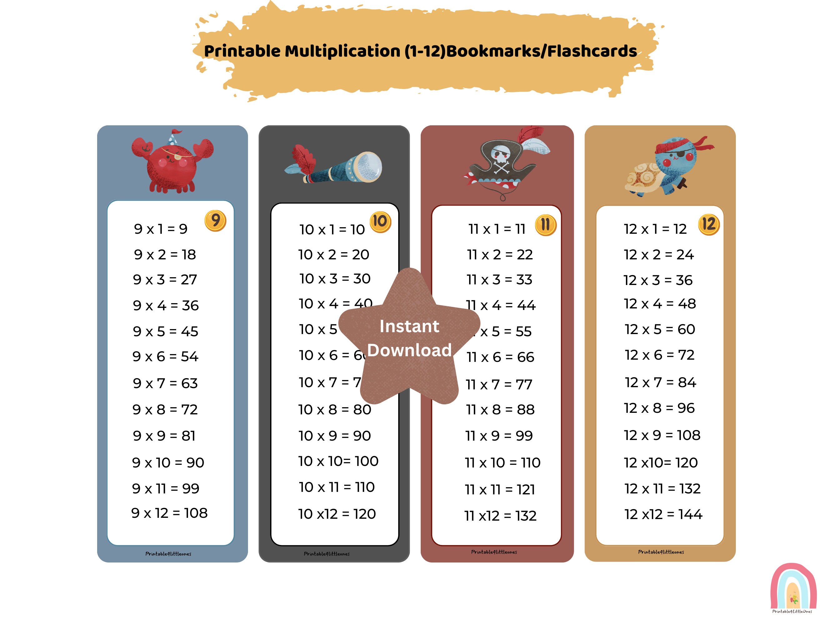 Printable Pirates Multiplication Flashcards (1-12), Multiplication ...