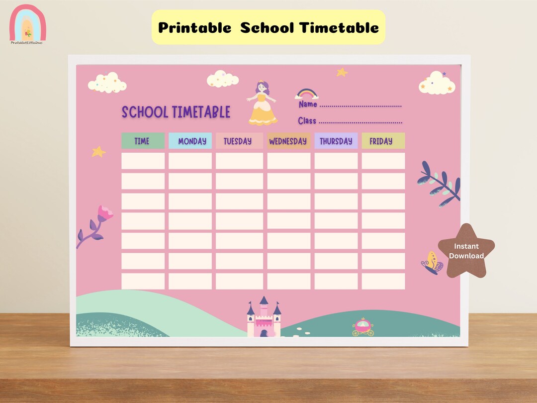 Printable School Timetable, Kids Daily Planner, Back to School ...