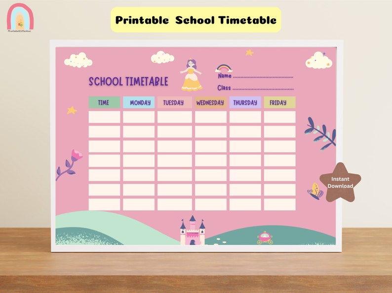 Printable School Timetable, Kids Daily Planner, Back to School ...