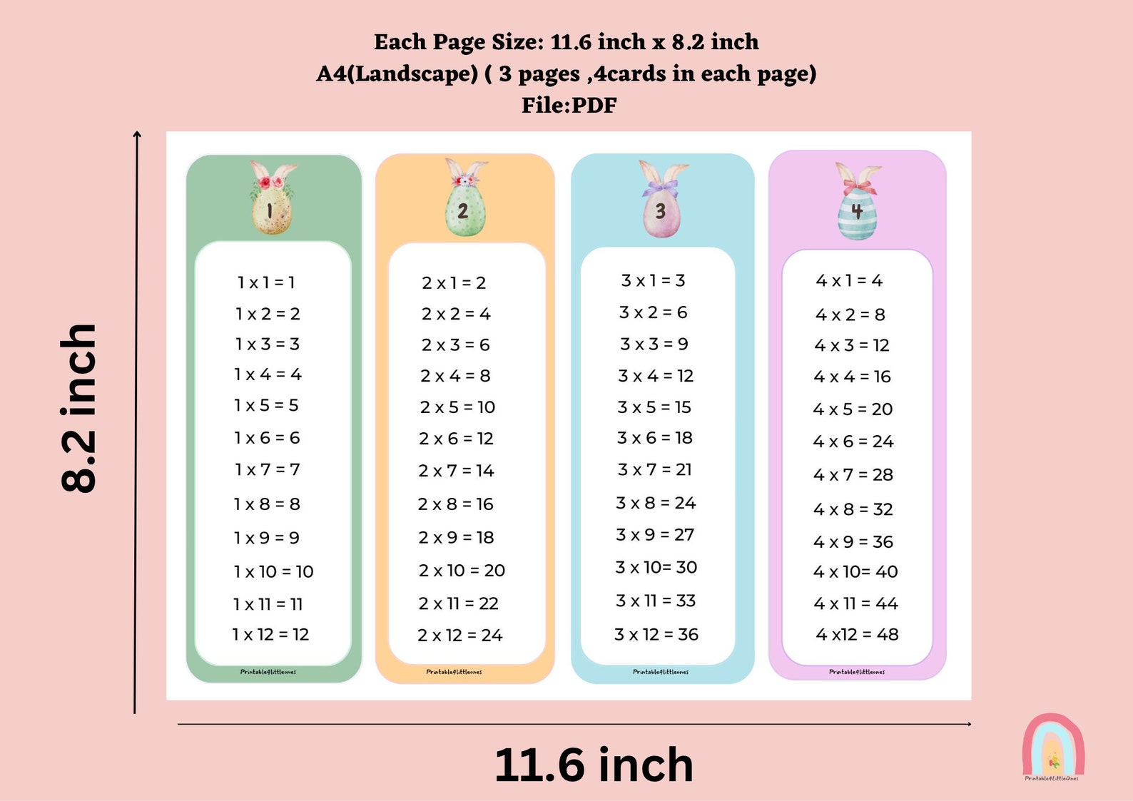 Printable Multiplication Flashcards 1-12, Multiplication Bookmarks ...