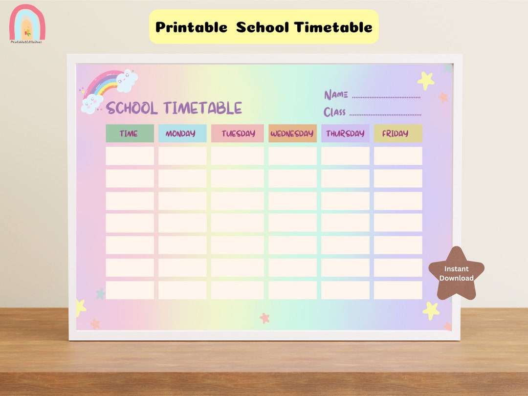Printable School Timetable, Kids Daily Planner, Back to School ...