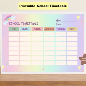 Printable School Timetable, Kids Daily Planner, Back to School ...
