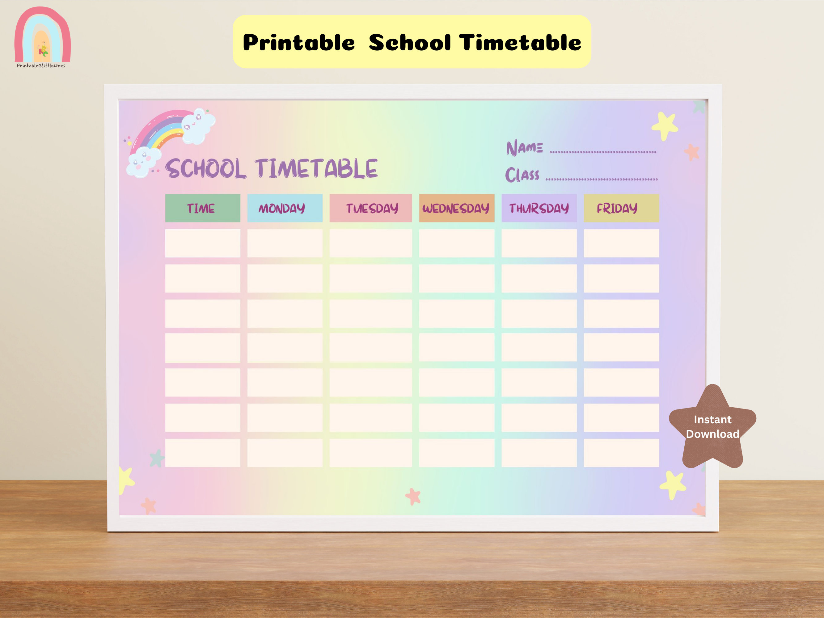 Printable School Timetable, Kids Daily Planner, Back to School ...