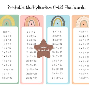 Printable Rainbow Multiplication Flashcards (1-12), Multiplication ...