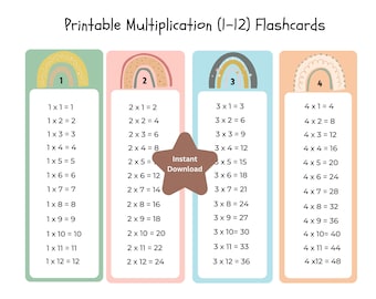 Printable Unicorn Multiplication Flashcards 1-12, Multiplication ...