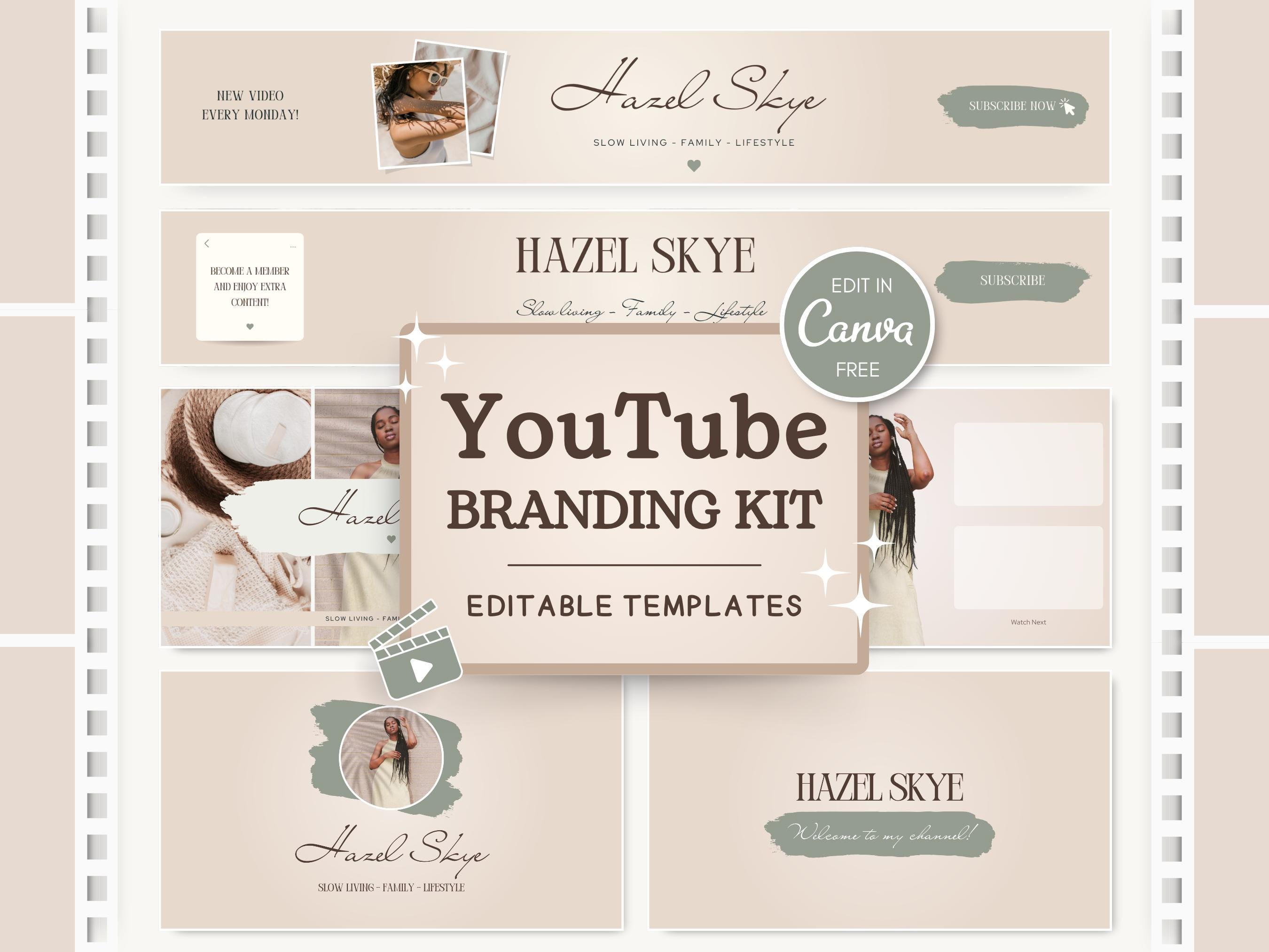 Modern Beige Youtube Branding Kit: Banner, Intro, Outro (editable Canva ...