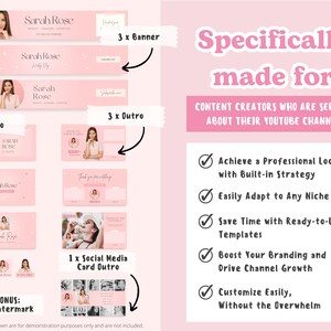 Youtube Branding Kit Pink Youtube Banner, Watermark, Youtube Intro and ...