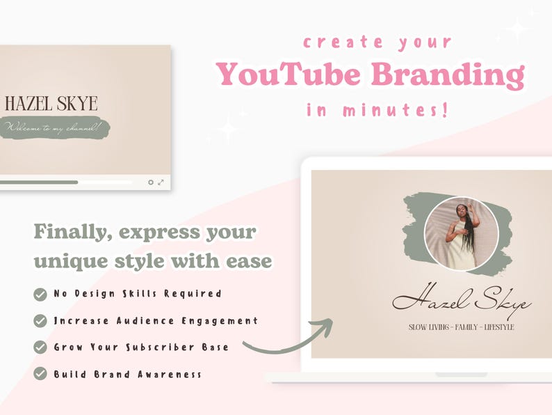 Modern Beige Youtube Branding Kit: Banner, Intro, Outro (editable Canva ...
