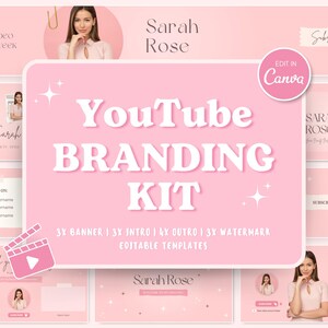 Youtube Branding Kit Pink Youtube Banner, Watermark, Youtube Intro and ...