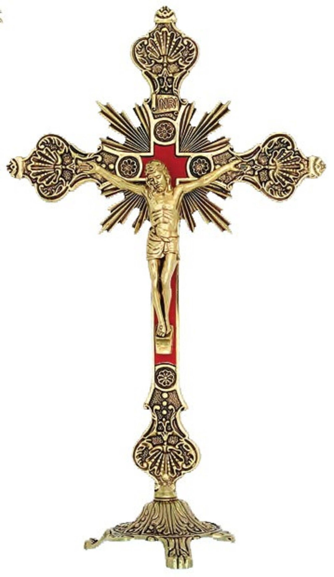 Crucifix in Brass With Base, Cross , Catholic Gift, Crucifix in Brass ...