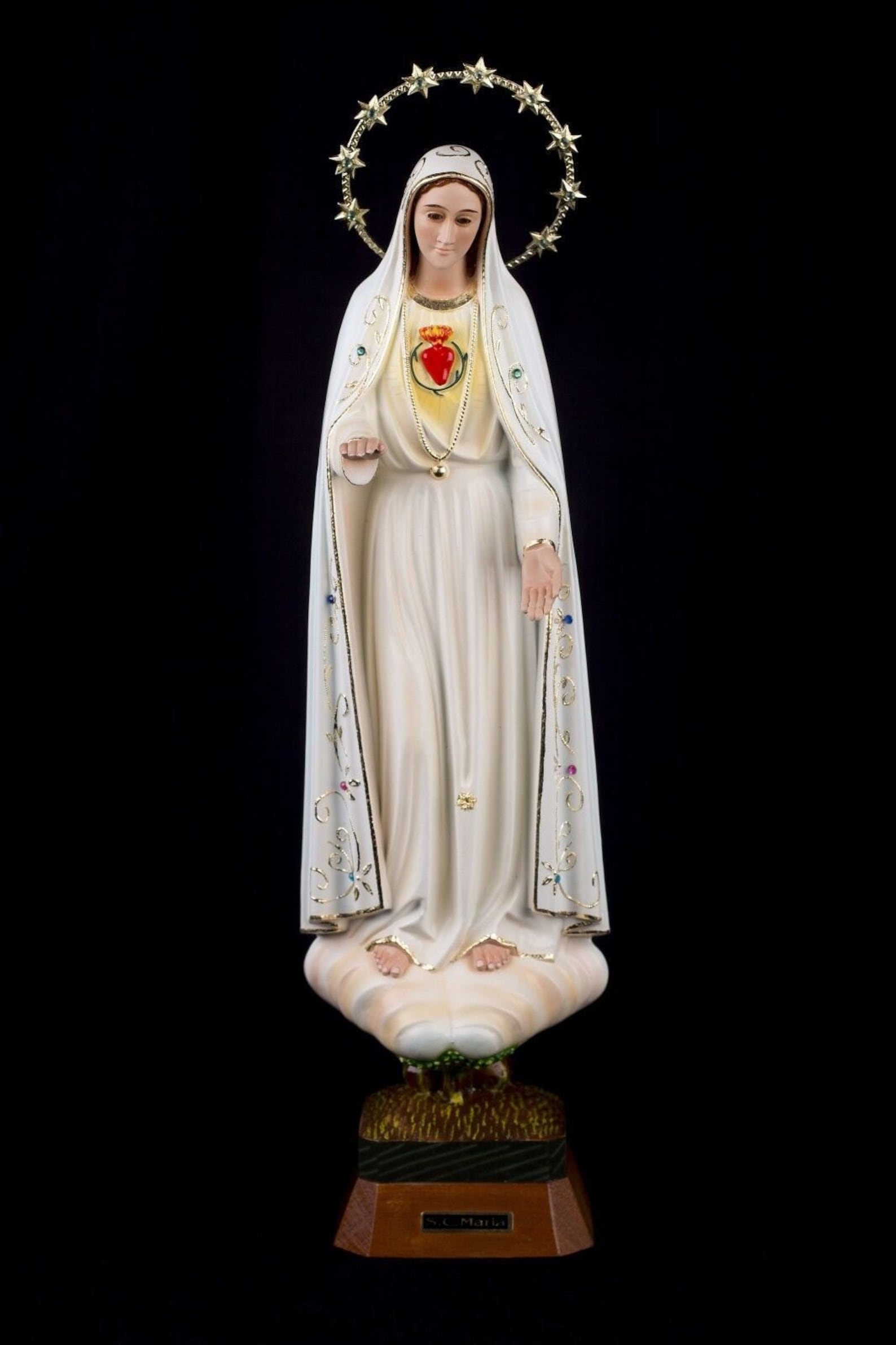Handmade Sacred Heart of Mary Statue, Resin Catholic Art, 19 Inches - Etsy