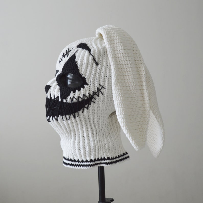 Custom Crochet Creepy Clown Bunny Ears Balaclava: Handmade Knit Mask ...