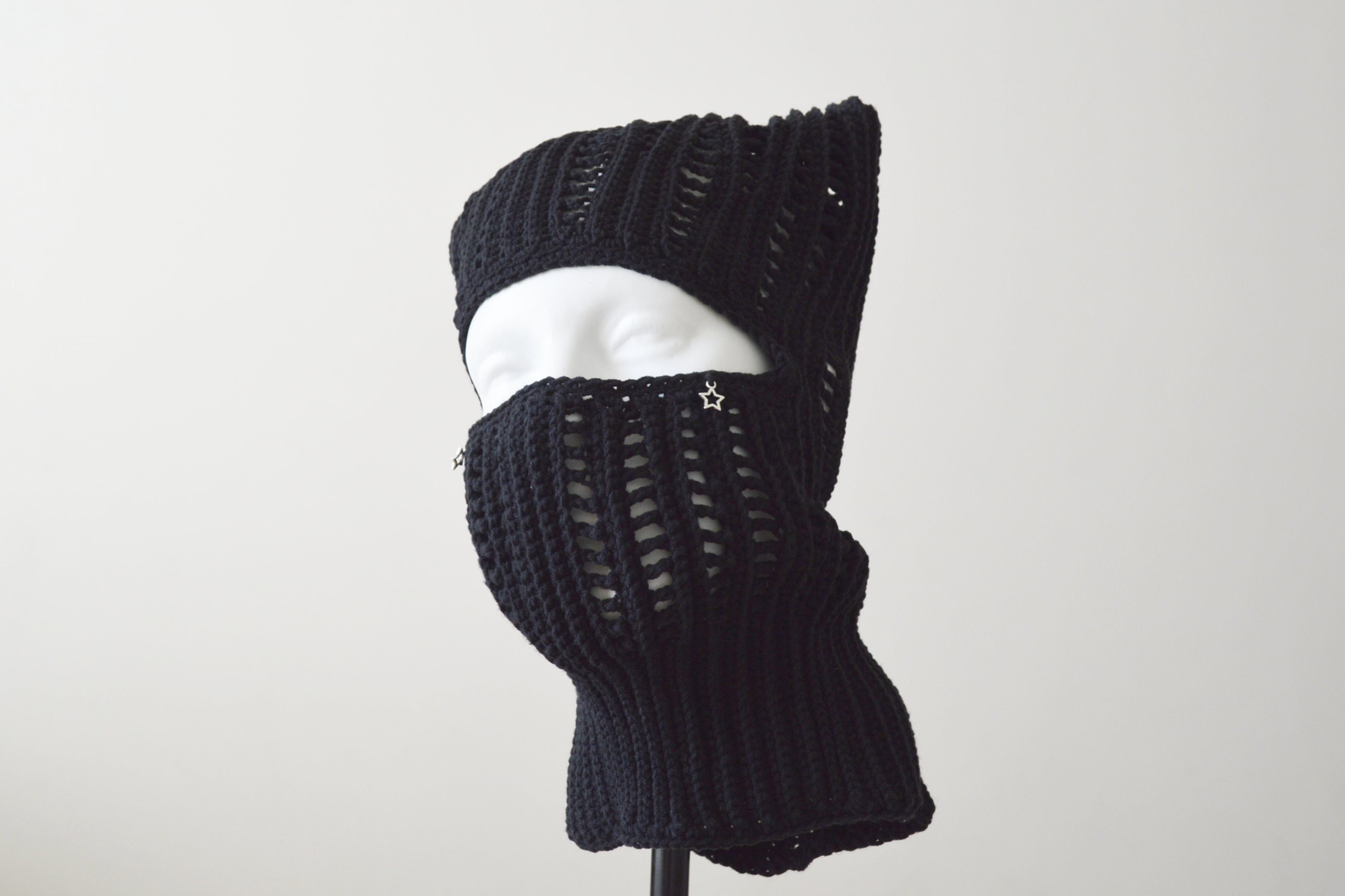 Crochet Mesh Netted Balaclava Hat With Ears Women's and Men's Custom ...