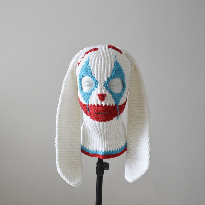Custom Joker Bunny Ears Ski Mask Crochet Creepy Clown Rabbit - Etsy