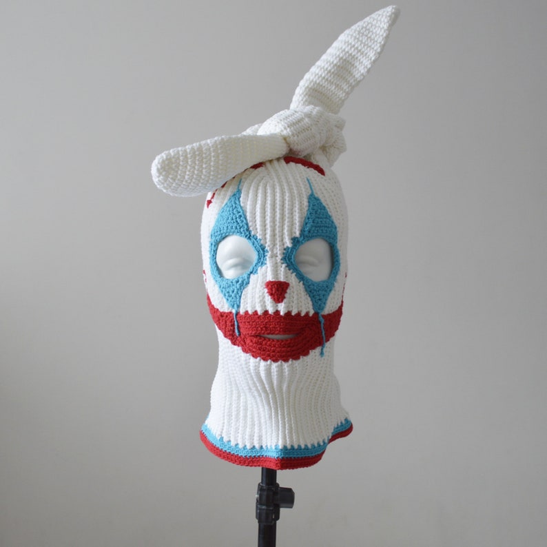 Custom Joker Bunny Ears Ski Mask Crochet Creepy Clown Rabbit - Etsy