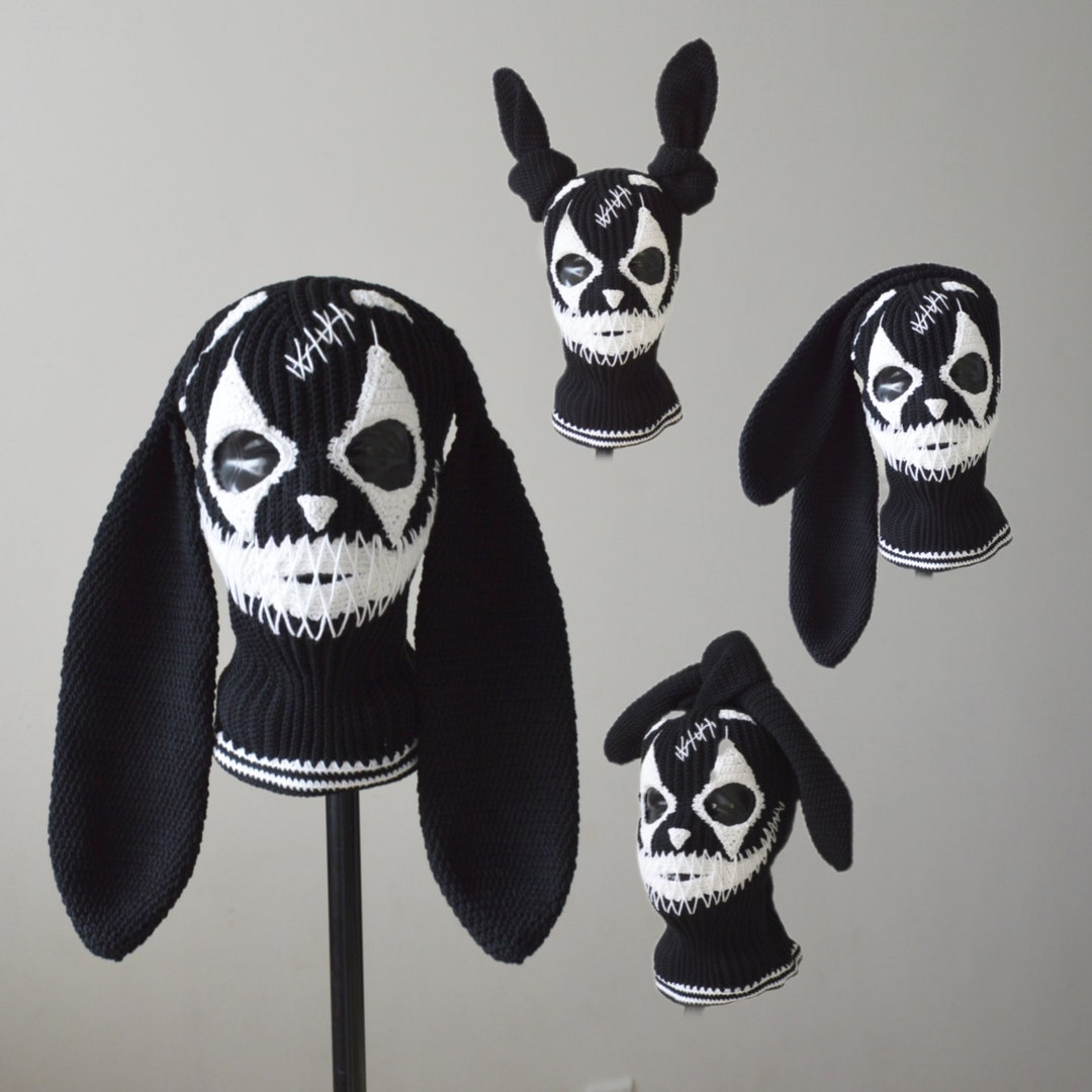 Custom Crochet Joker Bunny Ears Mask: Handmade Creepy Clown Balaclava ...