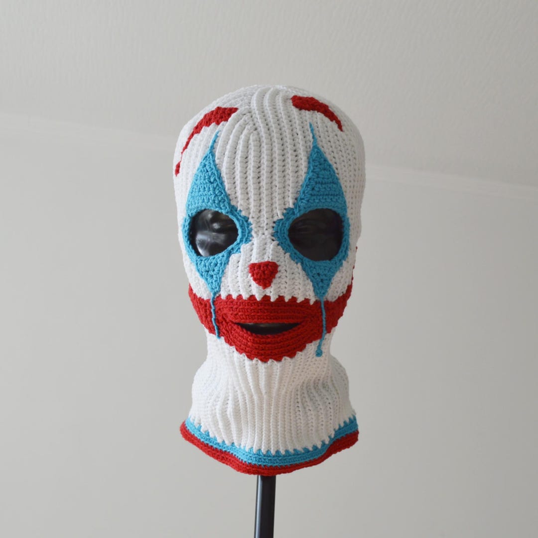 Custom Joker Mask Men and Woman Crochet Creepy Clown Ski Hat Knit Scary ...