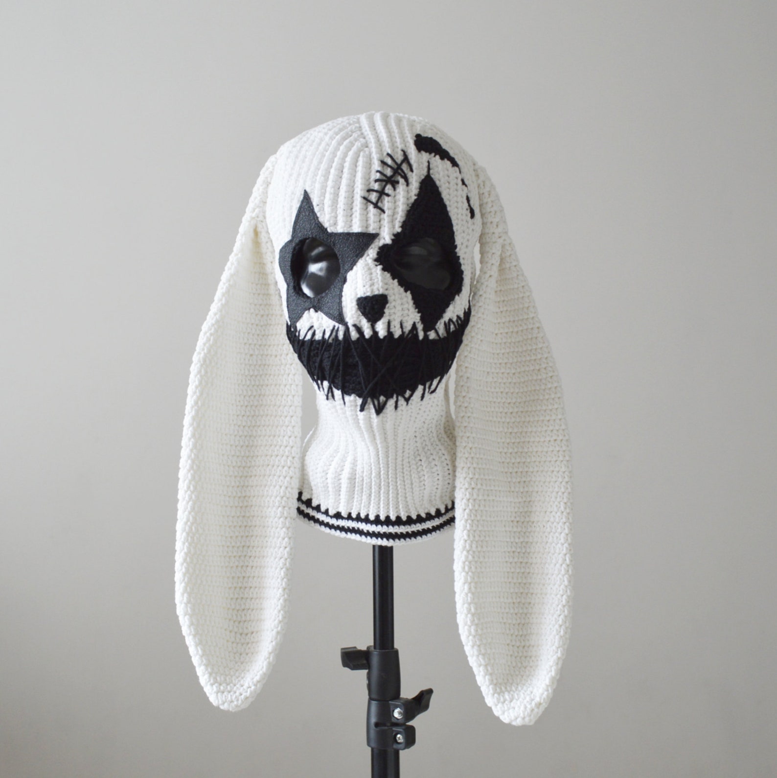 Custom Crochet Creepy Clown Bunny Ears Balaclava: Handmade Knit Mask ...