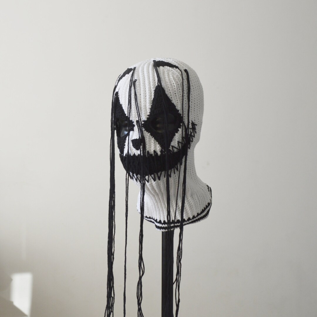 Custom Clown Balaclava Mask With Artistic Fring 3 Holes Crochet Skull ...