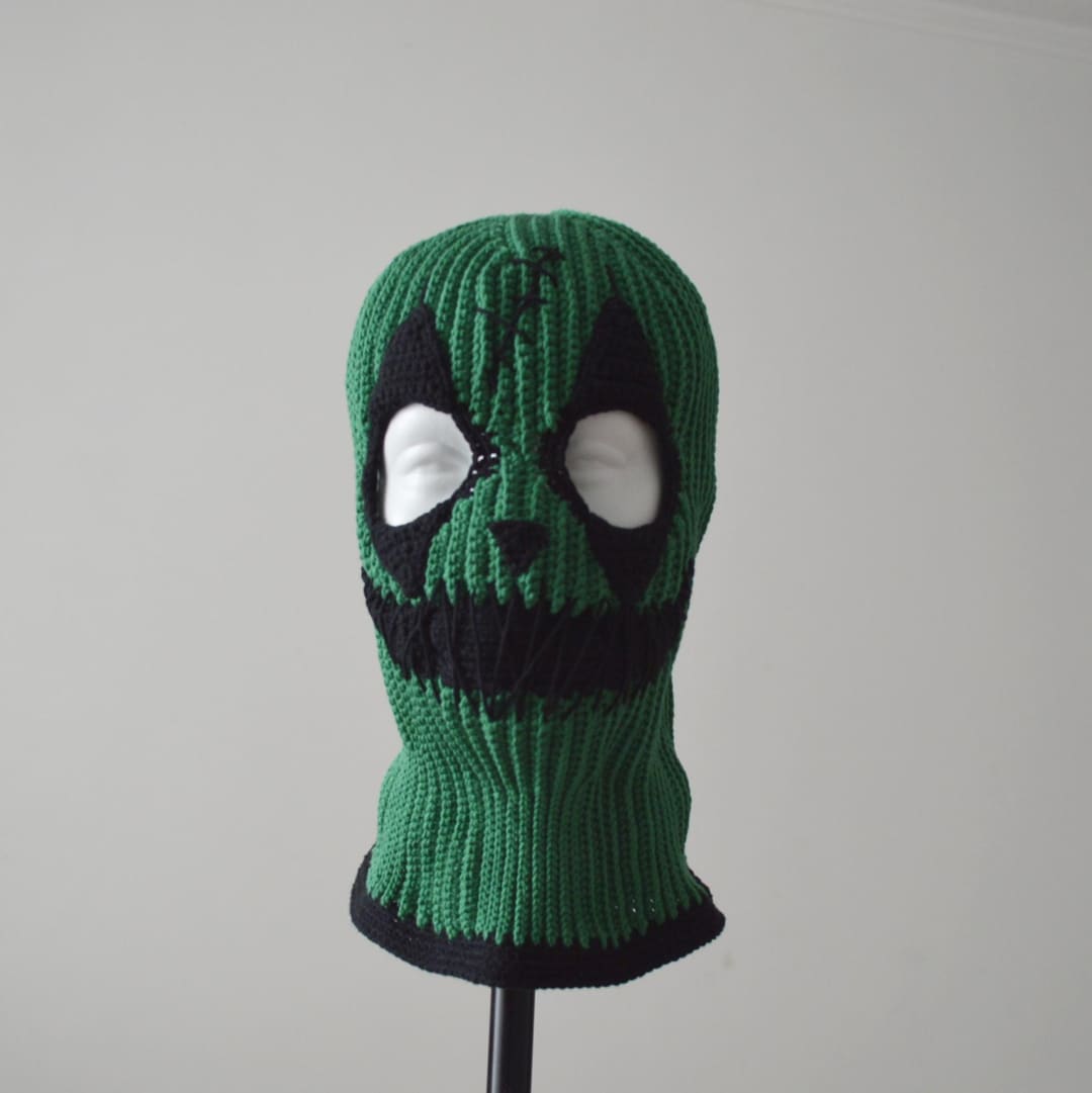 Custom Ghost Clown Crochet Green Balaclava Ski Mask Men and Woman Knit ...
