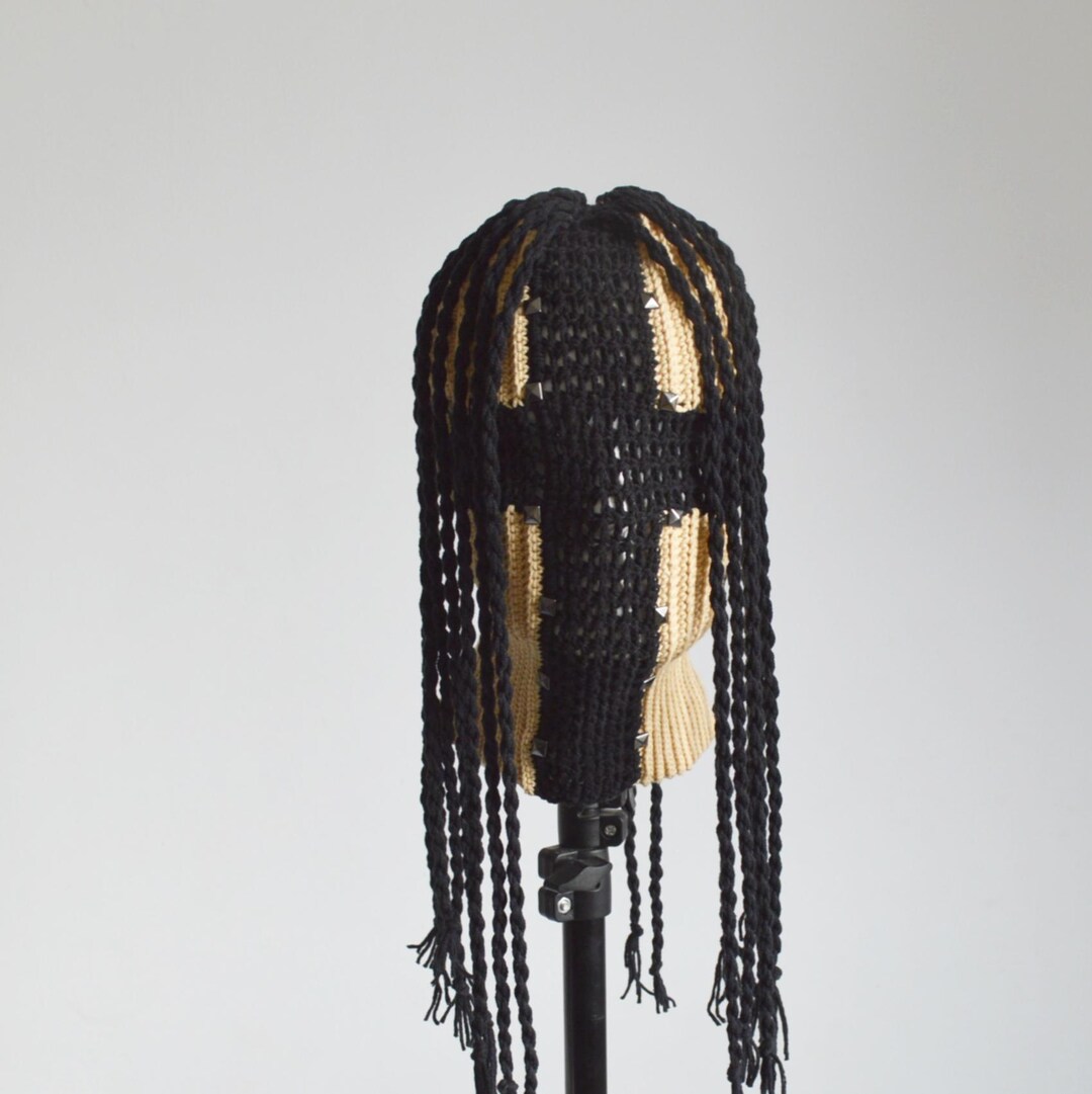 Custom Crochet Balaclava Cross and Long Dreads Gothic Festival Mask ...