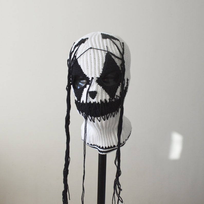 Custom Distressed Baddie Gangsta Face Mask 3 Holes Crochet Ghost Ski ...