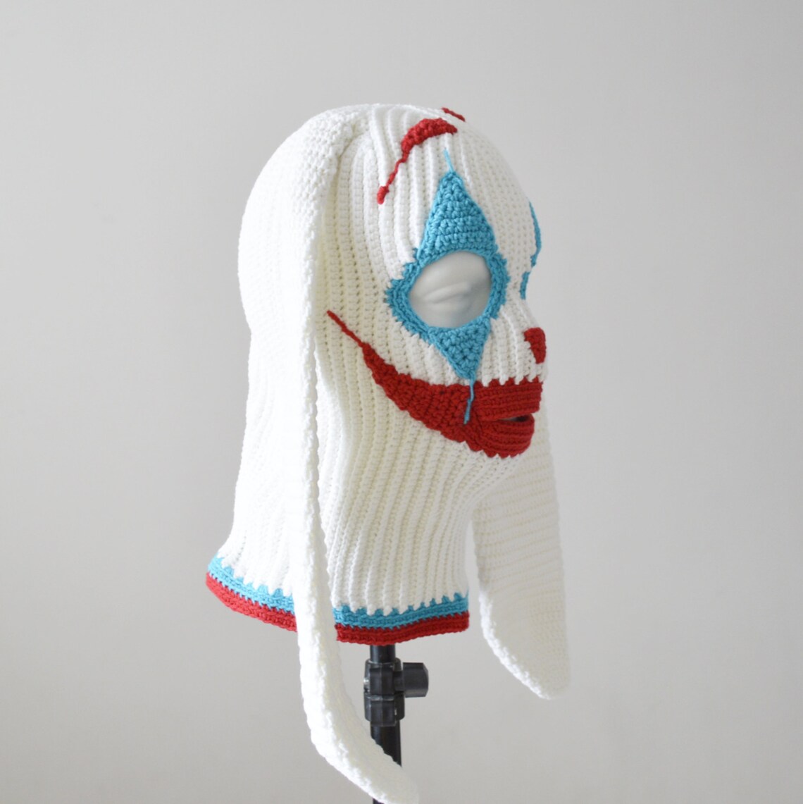 Custom Joker Bunny Ears Ski Mask Crochet Creepy Clown Rabbit - Etsy