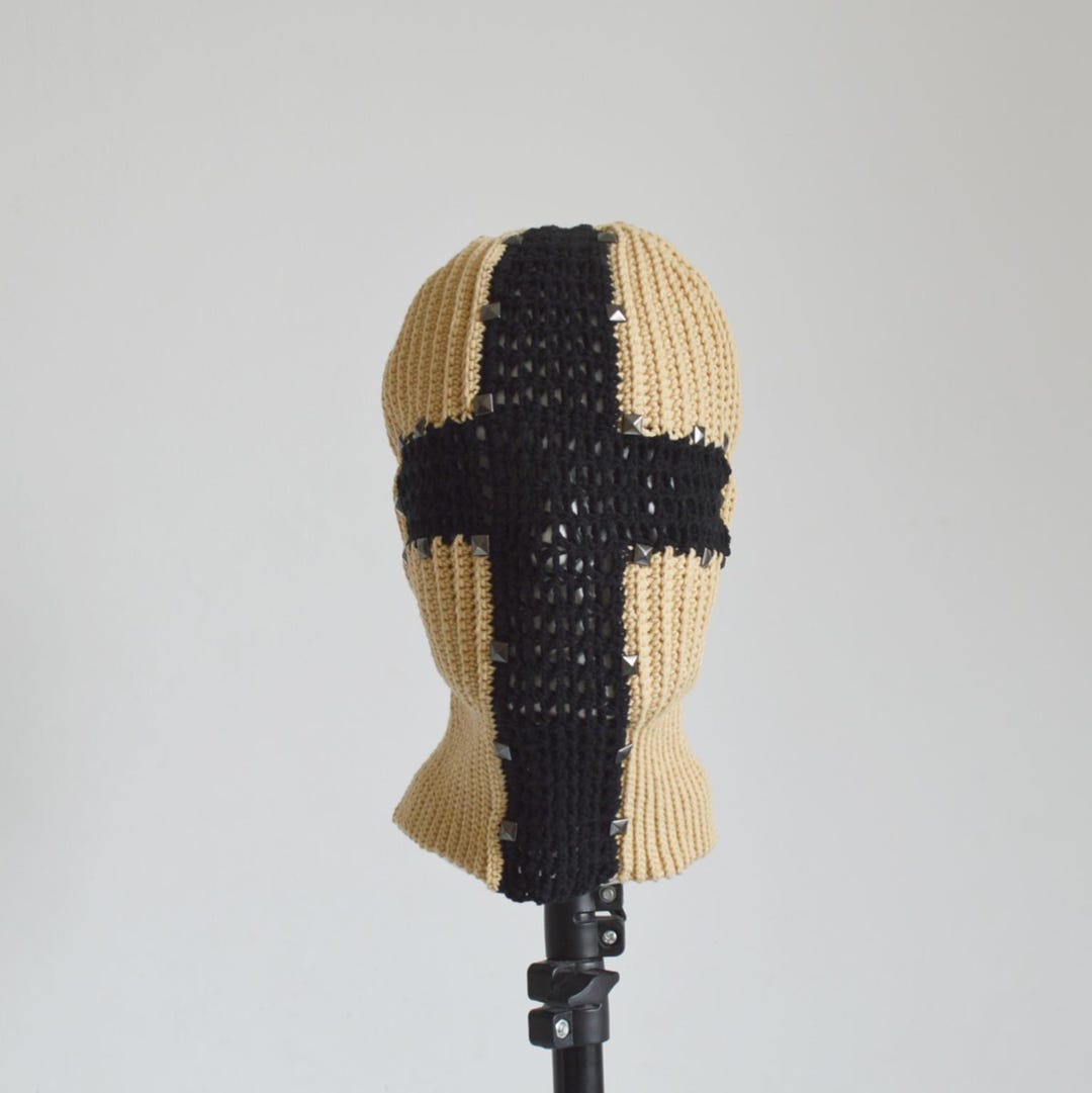 Custom Crochet Balaclava Cross Knit Ski Full Face Mask Artist Mens Hats ...