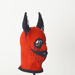 Crochet Devil Balaclava With Horns Handmade Horror Ski Masks 3 Hole - Etsy