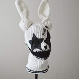 Custom Crochet Creepy Clown Bunny Ears Balaclava: Handmade Knit Mask ...