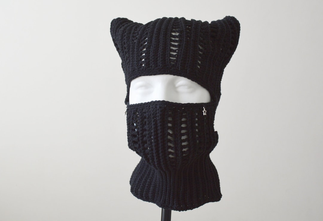 Crochet Mesh Netted Balaclava Hat With Ears Women's and Men's Custom ...