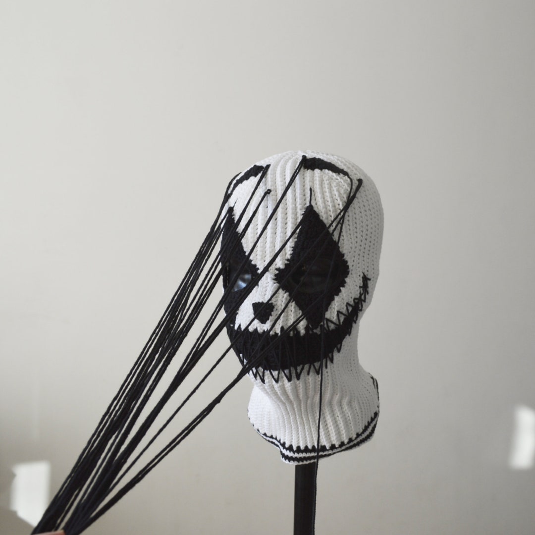 Custom Handmade Crochet Macabre Clown Balaclava: Ghost Dreadlock Hood ...