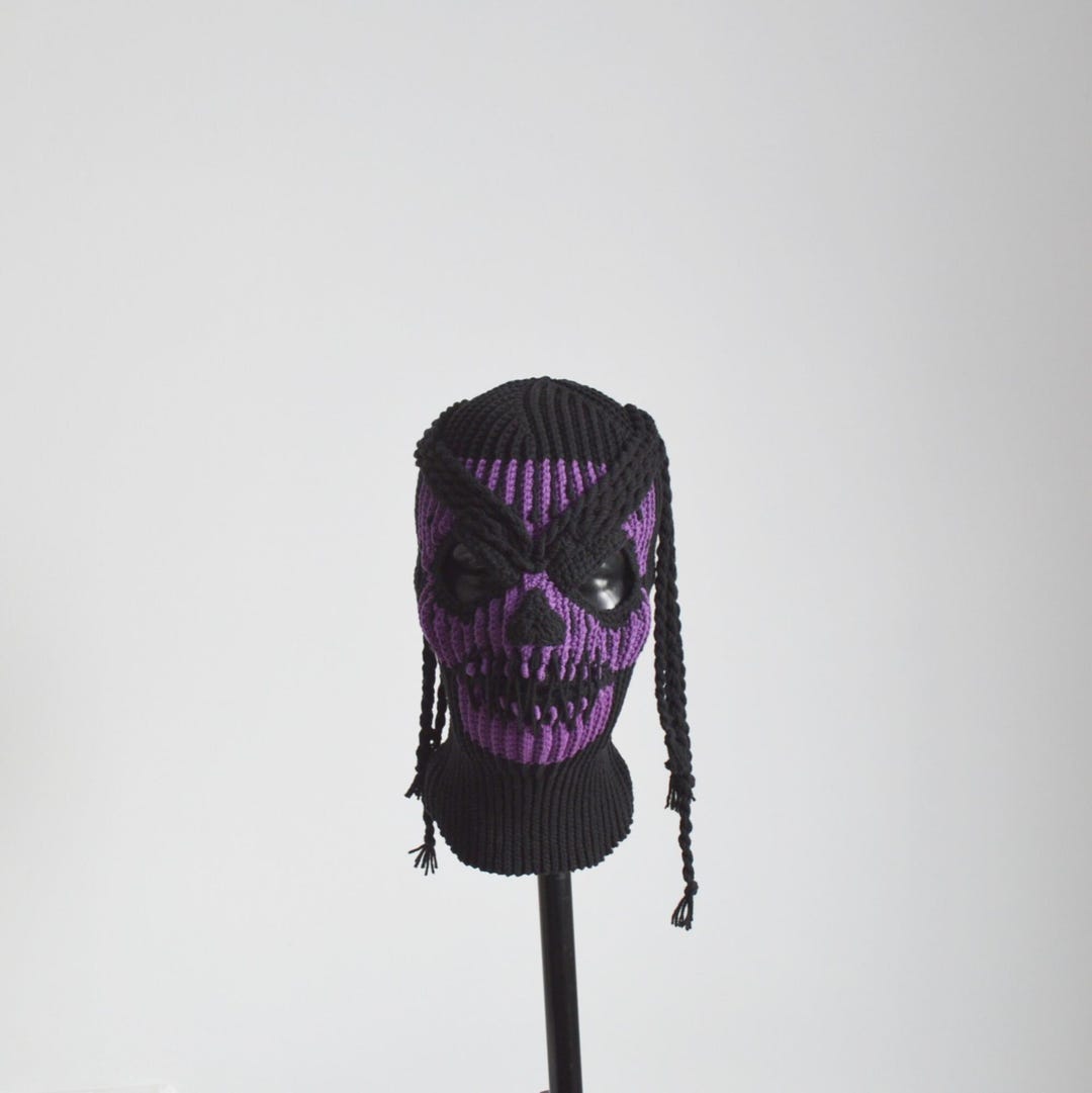 Custom Crochet Skull Full Face Mask With Dreads Balaclava Knit Goth ...