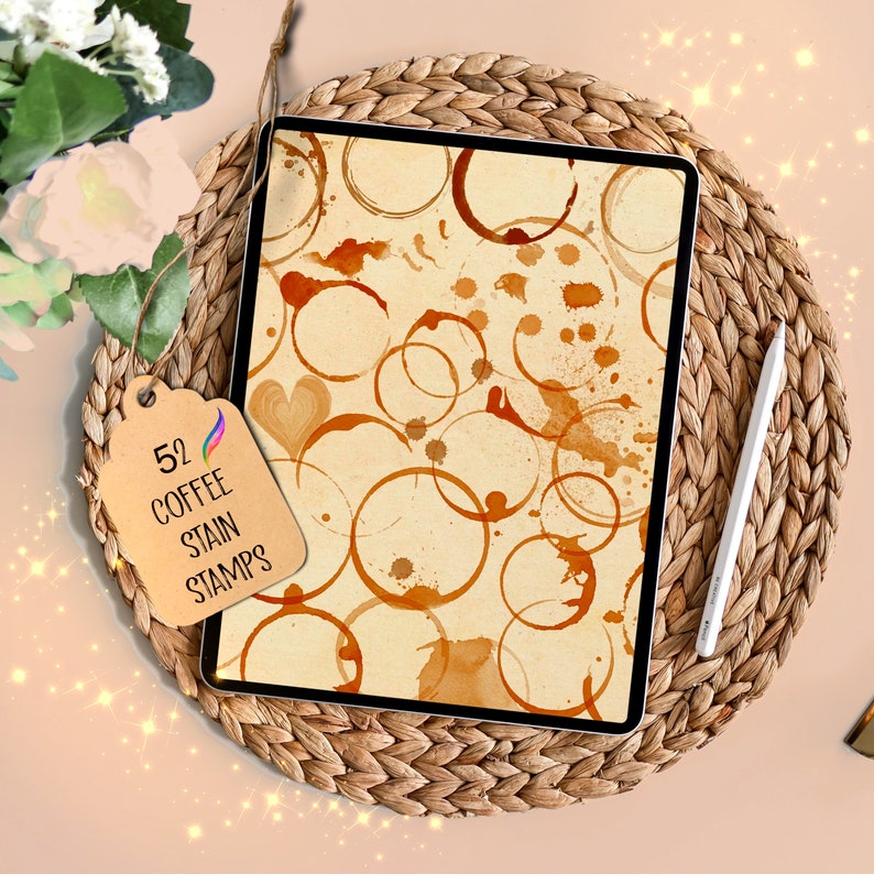 52 Coffee Stain Procreate Brushes Stamps - Etsy