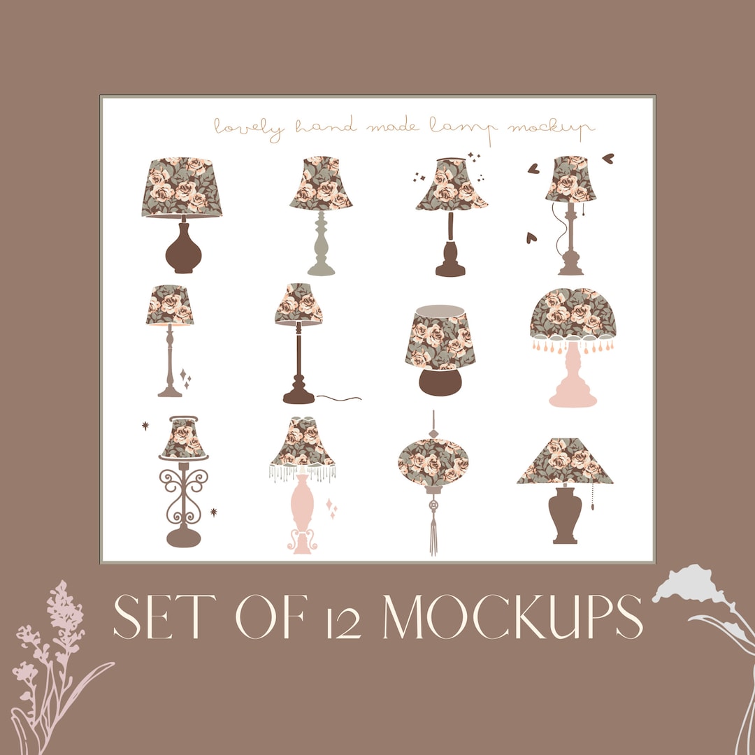 SET OF 12 // Art Deco Lamp Mock-up / Hand Drawn Mock up / Pattern ...