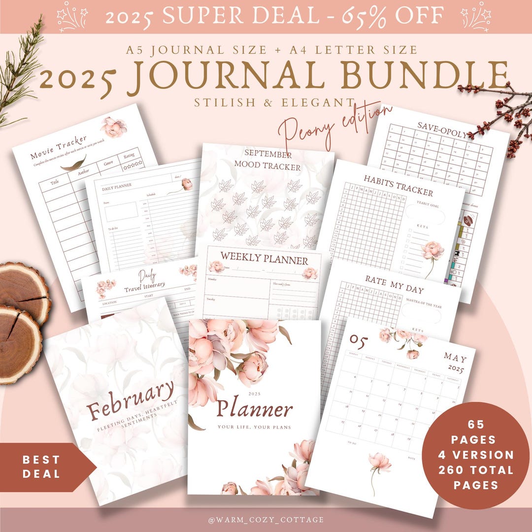 2025 Printable Journal Planner Bundle 260 Pages in A5 & A4 Dot and No ...