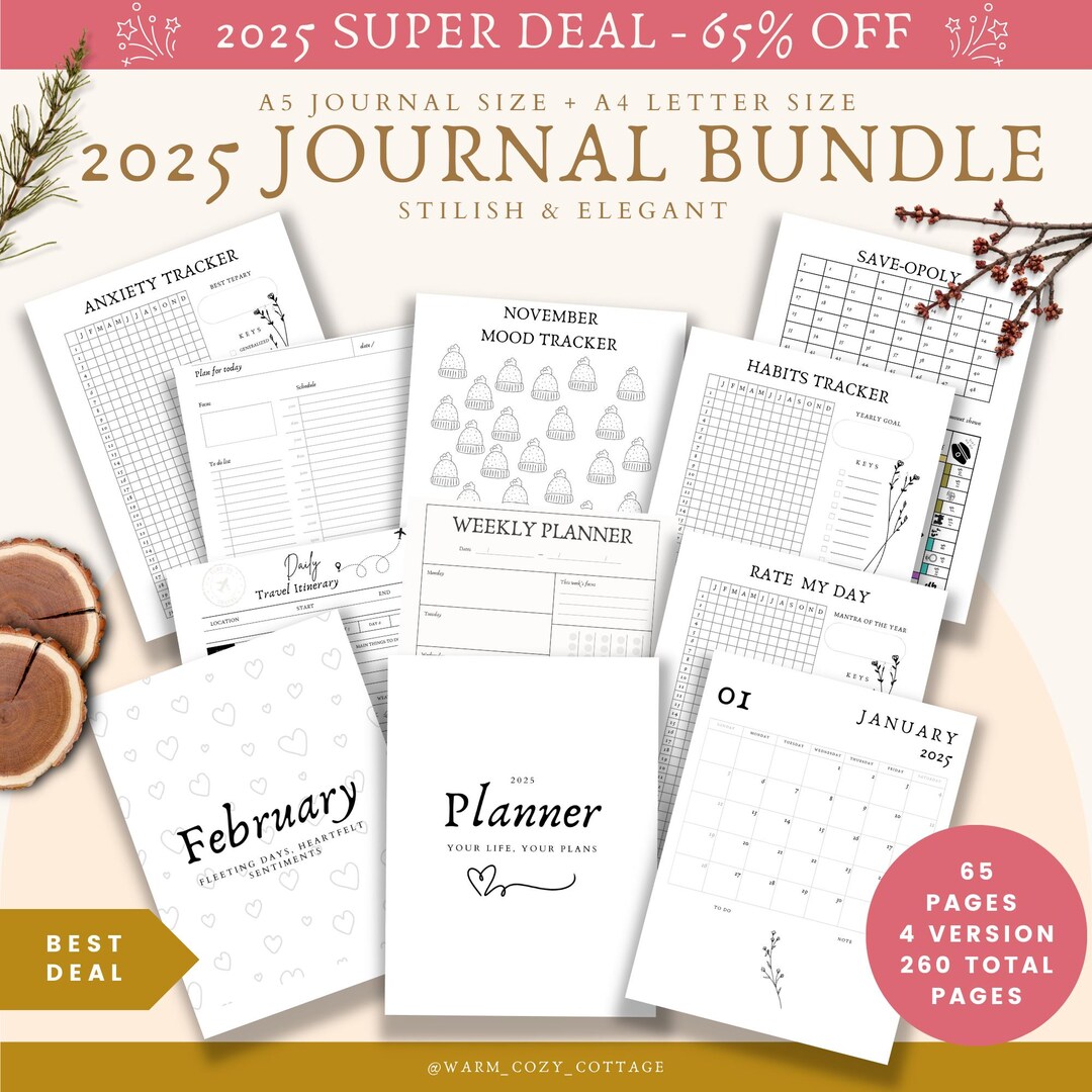 2025 Printable Journal Planner Bundle 260 Pages in A5 & A4 Dot and No ...