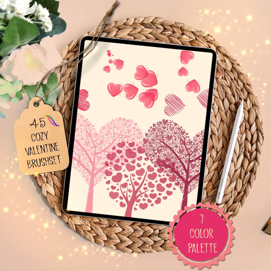 45 Valentine's Day Procreate Brushes Valentine's Day Procreate Stamps ...