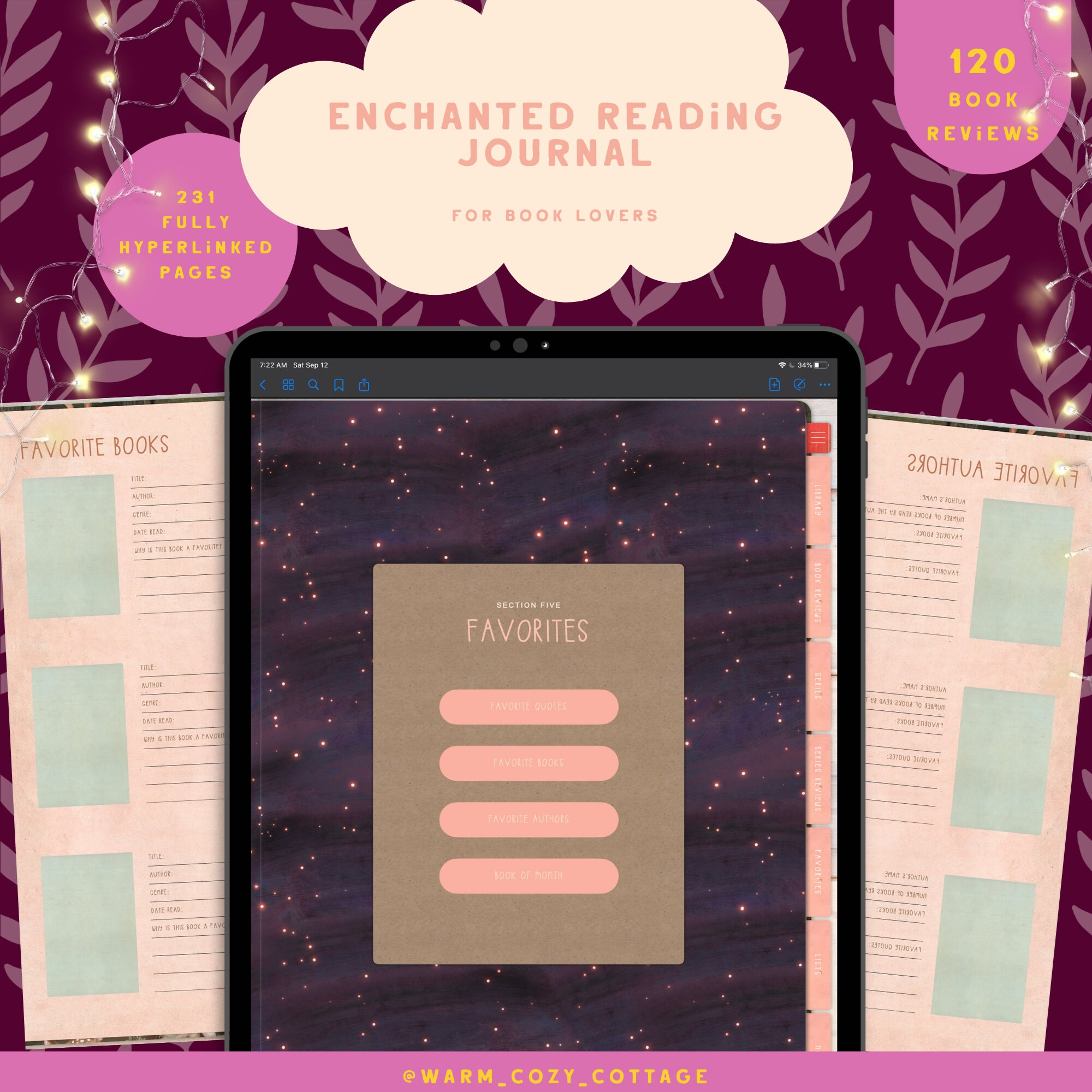 ENCHANTED Digital Reading Journal, Reading Planner, Reading Digital ...