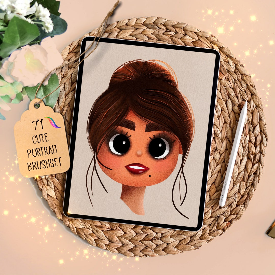 Cute Portrait PROCREATE BRUSHSET | Drawing Cute Girl Portrait ...