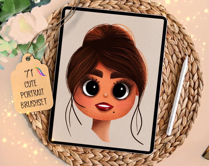 Procreate Anime Face Girl Woman Female Head Brushes Stamps Cute Kawaii ...